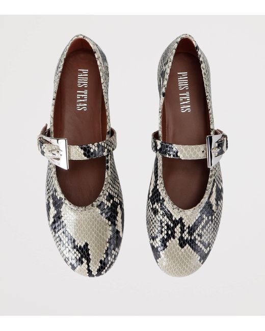 Paris Texas Snake Print Leather Sveva Ballet Flats in Natural | Lyst