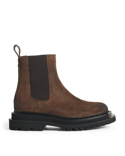 Sandro Suede Toe-Bar Chelsea Boots in Brown | Lyst