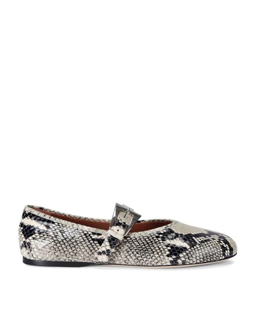 Paris Texas Snake Print Leather Sveva Ballet Flats in Natural | Lyst