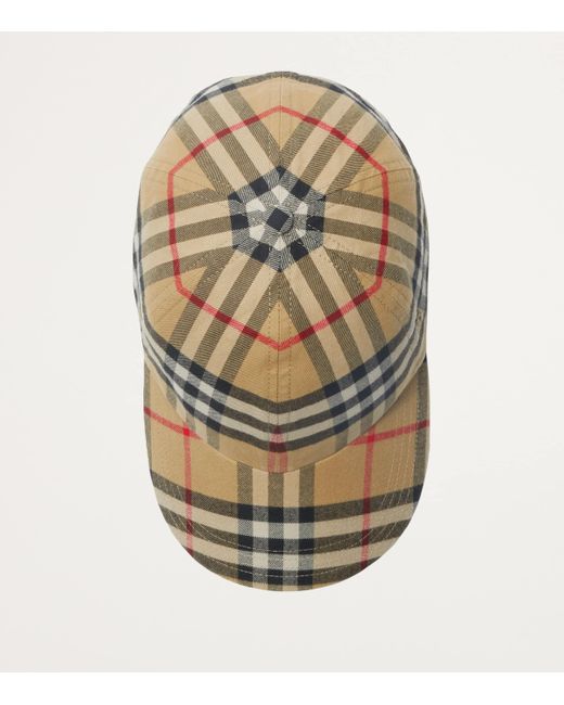 Burberry Cotton Check Baseball Cap in Natural for Men | Lyst