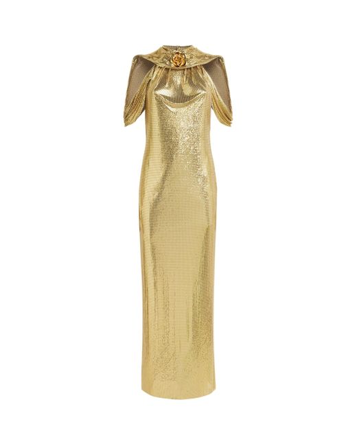 Rabanne Chainmail Draped Maxi Dress in Metallic | Lyst