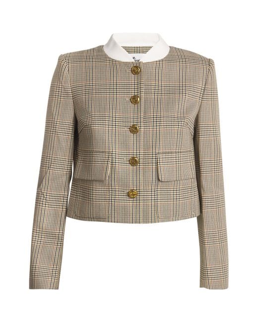 Self-Portrait Check Jacquard Jacket in Natural | Lyst