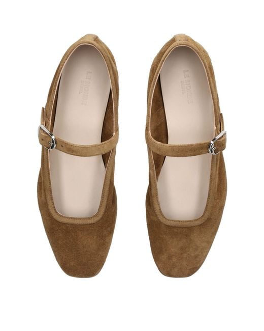 Le Monde Beryl Suede Mary Jane Ballet Flats in Brown | Lyst