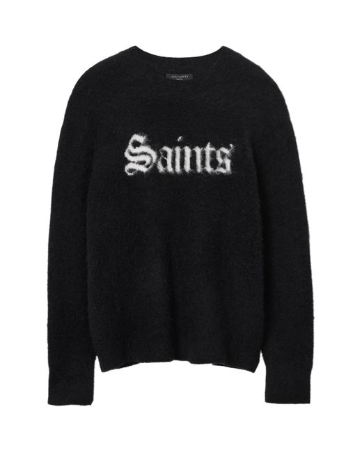 AllSaints Wool-Blend Saints Sweater in Black for Men | Lyst UK