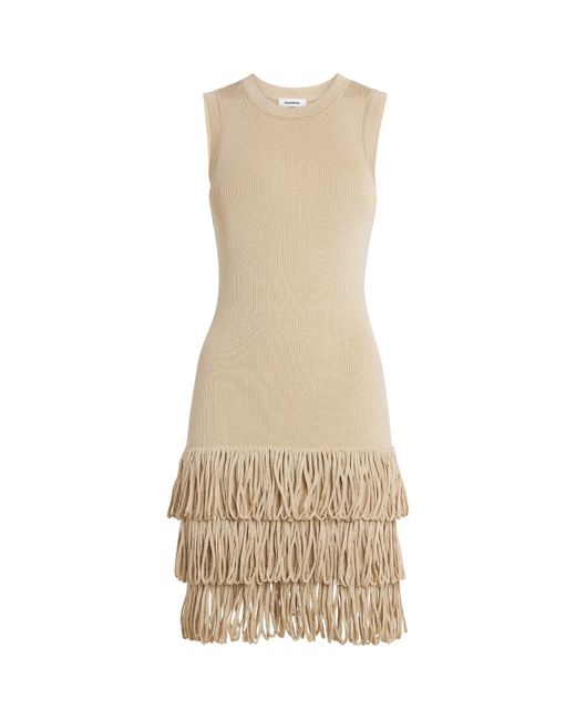 Sandro Metallic Loop Mini Dress in Natural | Lyst