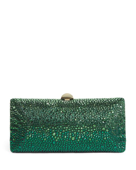 Rodo Silk Crystal Clutch Bag in Green | Lyst