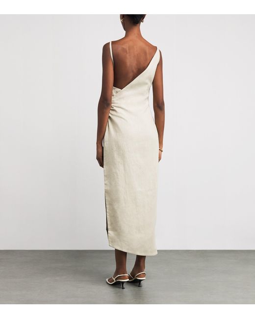 SIR. Linen Raquel Midi Dress in White | Lyst UK