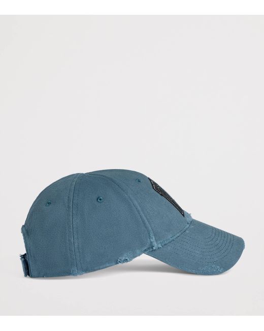 Balenciaga Distressed Vip Cap in Blue | Lyst