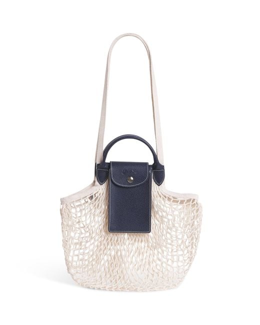 Longchamp Large Le Pliage Filet Mesh Bag in Blue | Lyst UK