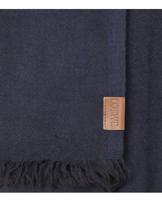 Loewe Cashmere Logo Scarf in Blue | Lyst