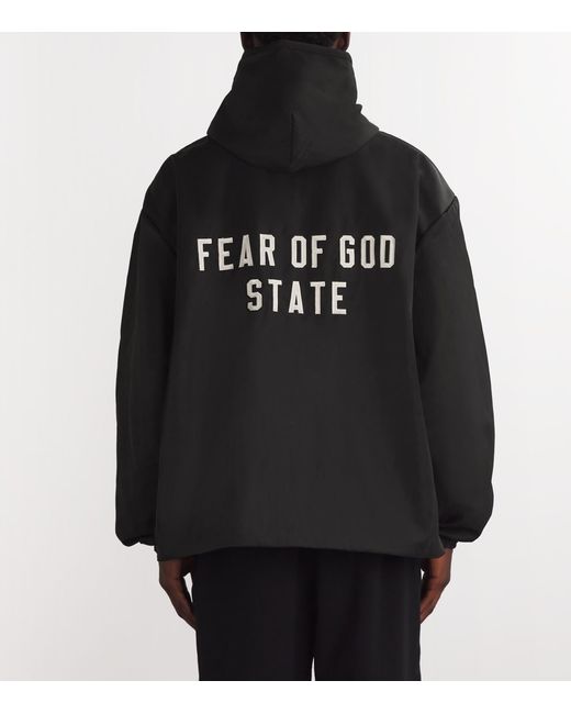 Fear Of God Crinkle Nylon Hooded Coaches Jacket in Black for Men | Lyst