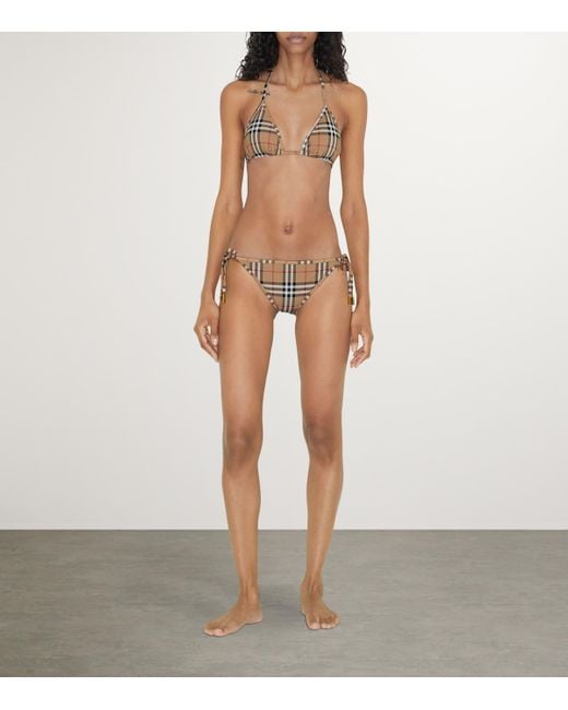 Burberry Check Triangle Bikini in Metallic | Lyst