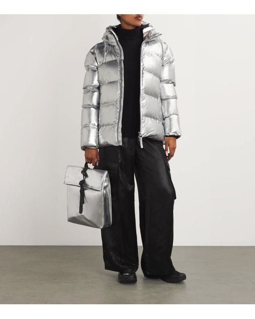 Rains Metallic Alta Puffer Jacket in Gray | Lyst
