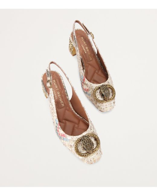 Kurt Geiger Snake-Effect Chelsea Slingback Pumps in Metallic | Lyst