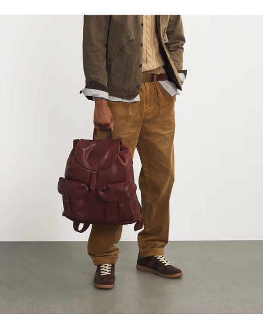 Polo Ralph Lauren Leather Heritage Backpack in Brown for Men | Lyst