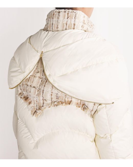 Khrisjoy Down Tweed-Trim Hug Puffer Jacket in White | Lyst