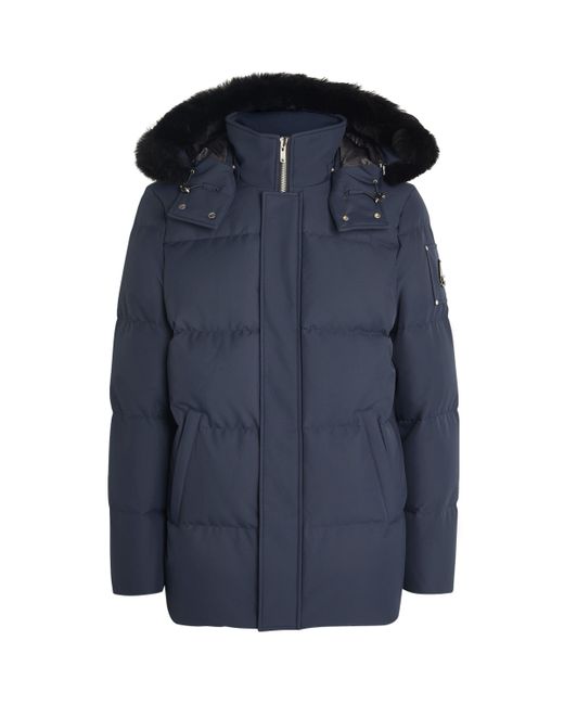 Moose Knuckles Fur-Trim Cloud Down Jacket in Blue for Men | Lyst
