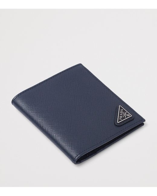 Prada Saffiano Leather Logo Wallet in Blue for Men | Lyst UK
