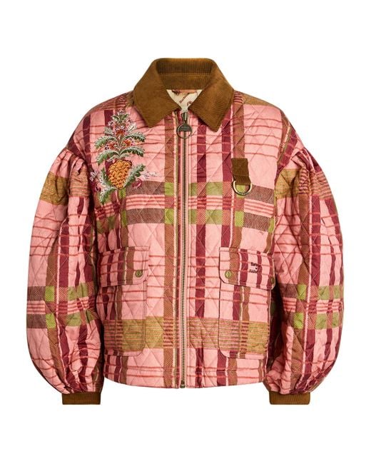 Barbour X Farm Rio Ana-Clara Quilted Jacket in Red | Lyst