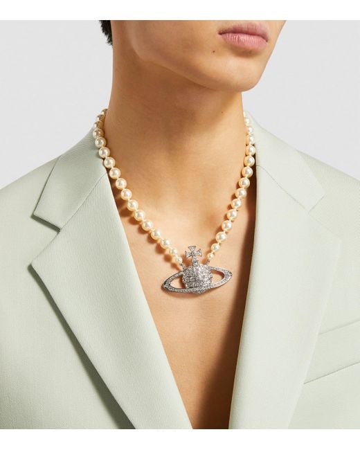 Vivienne Westwood Pearl Bas Relief Necklace in Metallic for Men | Lyst