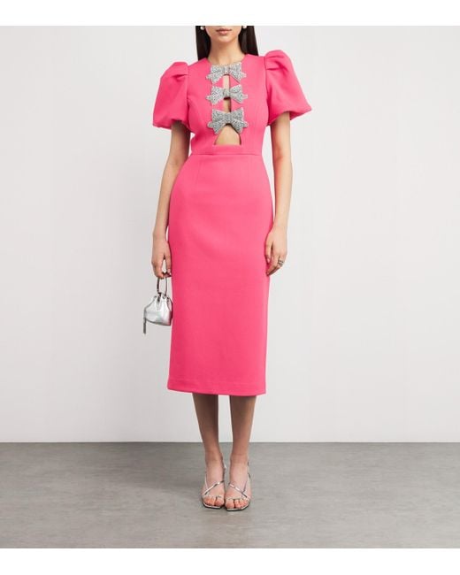 Rebecca Vallance Cady Embellished Posey Midi Dress in Pink | Lyst