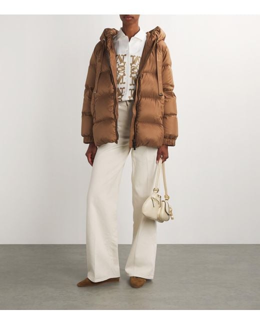 Max Mara Down Puffer Jacket in Brown | Lyst