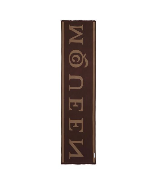 McQueen Wool Reversible Logo Scarf in Brown | Lyst UK