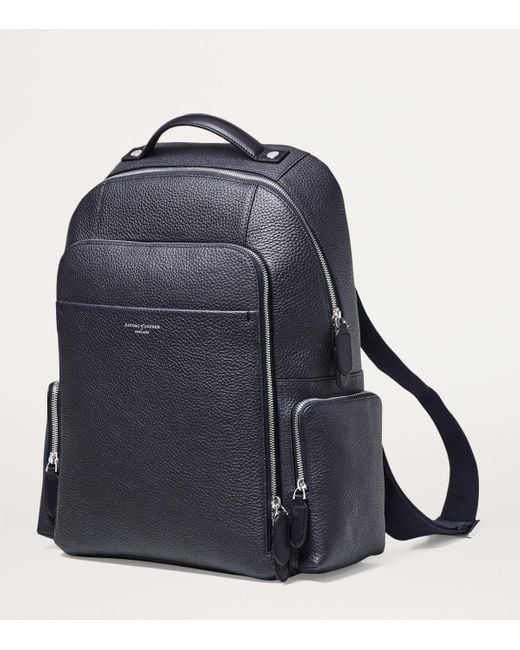 Aspinal of London Pebbled Leather Reporter Zipped Backpack in Blue for ...