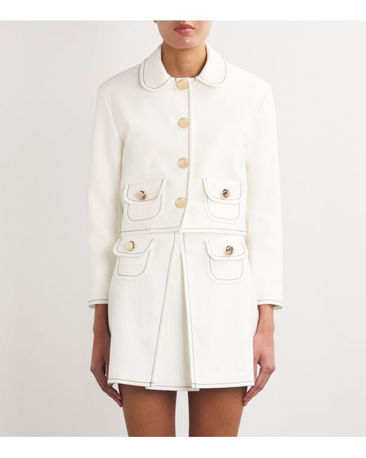 Sandro Peter Pan Collar Jacket in White | Lyst