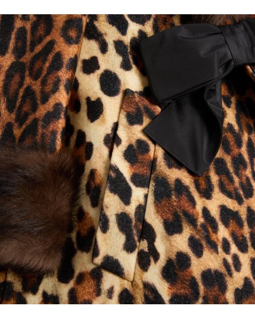 Valentino Wool Leopard Print Coat in Brown | Lyst UK