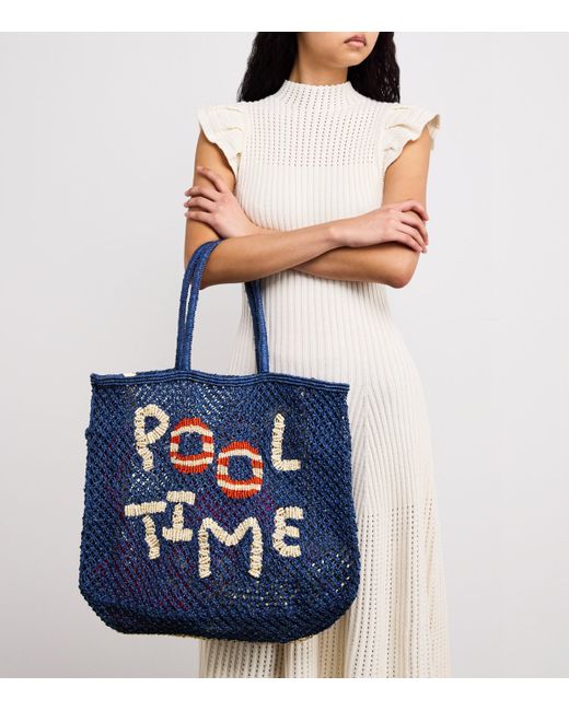 The Jacksons Jute Barry Pool Time Tote Bag in Blue | Lyst