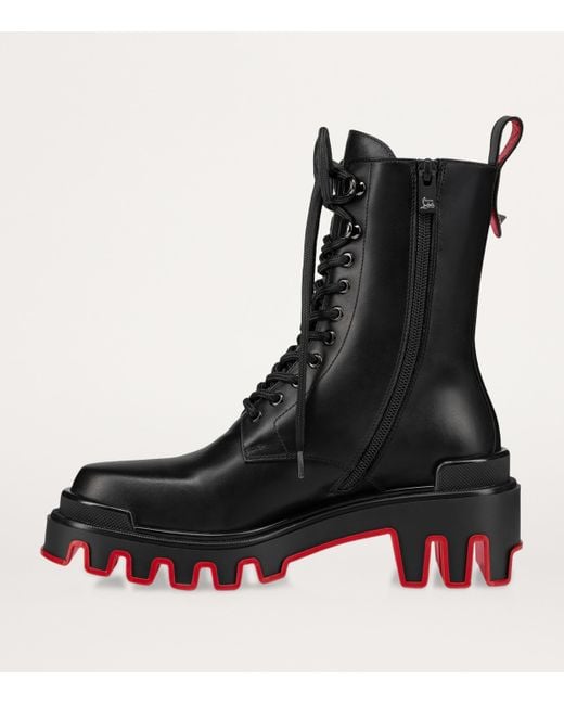 Christian Louboutin Dune Trott Alta Leather Lace-Up Boots in Black | Lyst