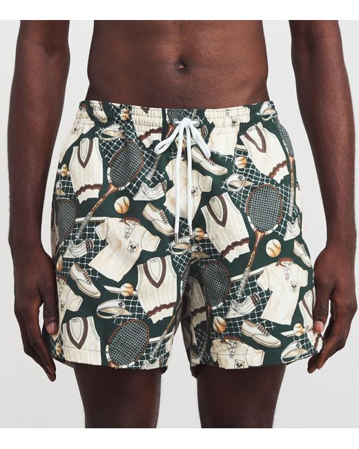 Ralph Lauren Tennis Print Amalfi Swim Shorts in Green for Men | Lyst