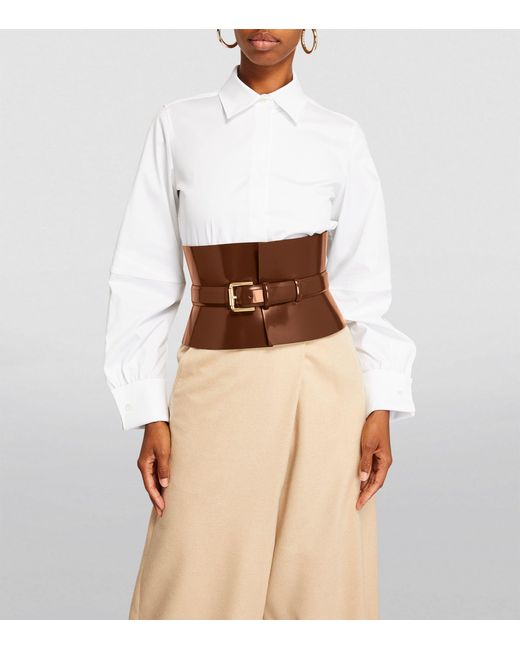 Max Mara Leather Corset Belt in Brown | Lyst