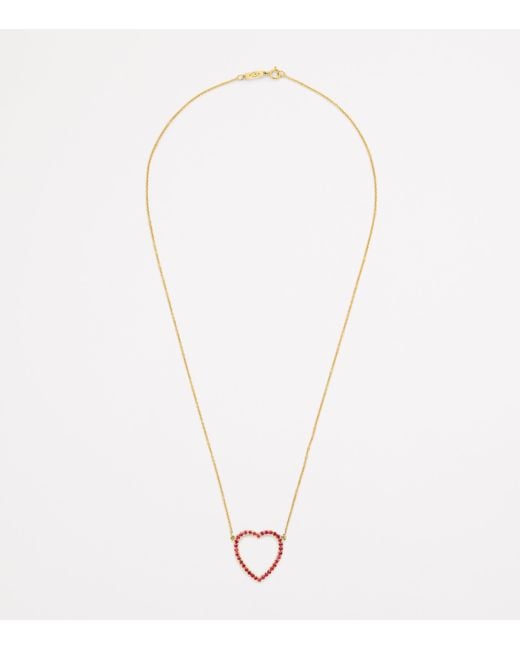 Jennifer Meyer Large And Ruby Edith Open Heart Necklace in Metallic | Lyst