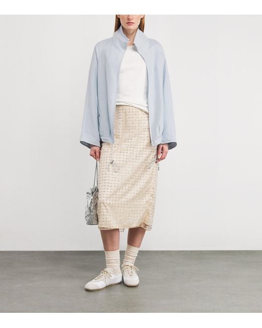 Sandro Embroidered Funnel-Neck Jacket in Blue | Lyst UK