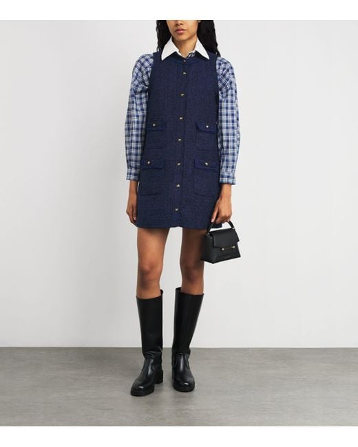 Sandro Tweed Mini Dress in Blue | Lyst UK