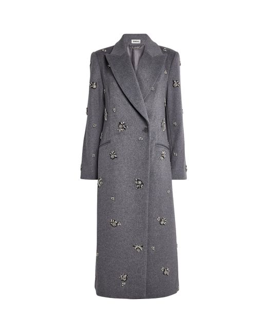 Jonathan Simkhai Wool-Blend Embellished Gianni Coat in Grey | Lyst UK