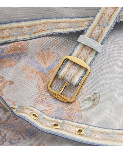 Zimmermann Belted Eden Mini Dress in Gray | Lyst