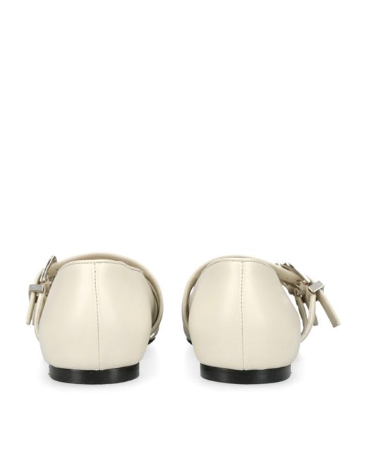 Le Monde Beryl Leather Buckle Claudia Ballet Flats in White | Lyst