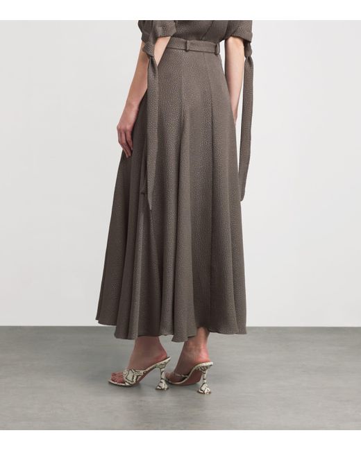 Edeline Lee Jacquard Belted Jete Midi Skirt in Brown | Lyst UK