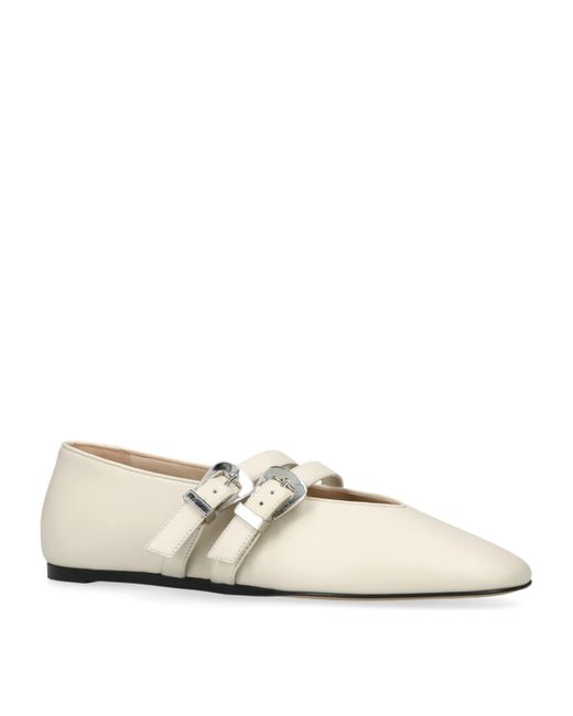 Le Monde Beryl Leather Buckle Claudia Ballet Flats in White | Lyst