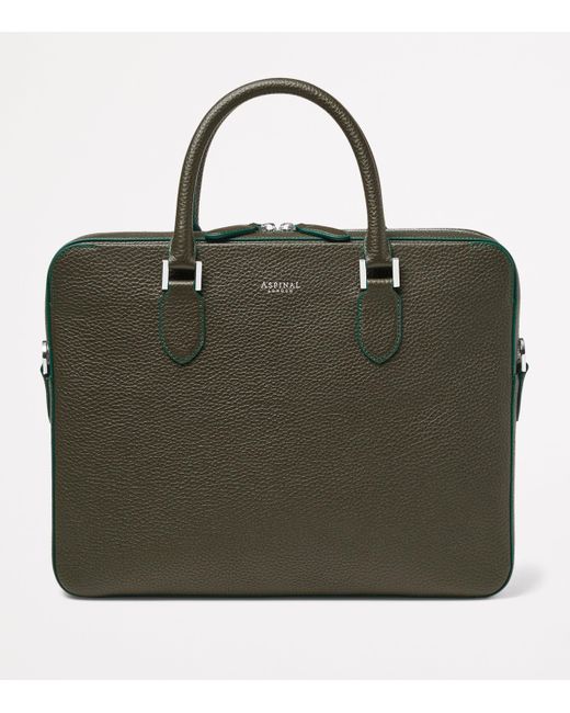 Aspinal of London Leather Mount Street Briefcase Bag in Green for Men ...