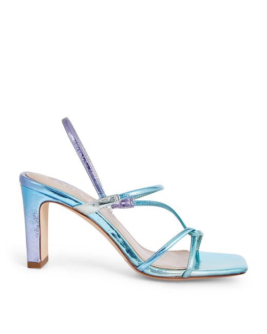 Sandro Metallic Leather Sandals 70 in Blue | Lyst
