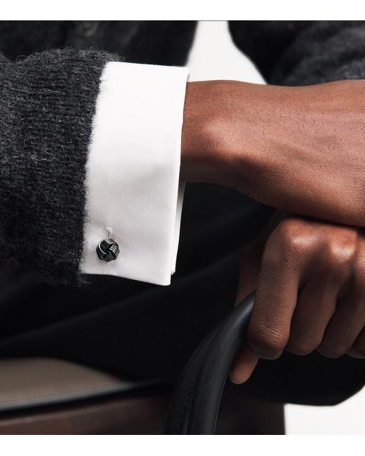 Babette Wasserman Rhodium-Plated Knot Cufflinks in Black for Men | Lyst UK