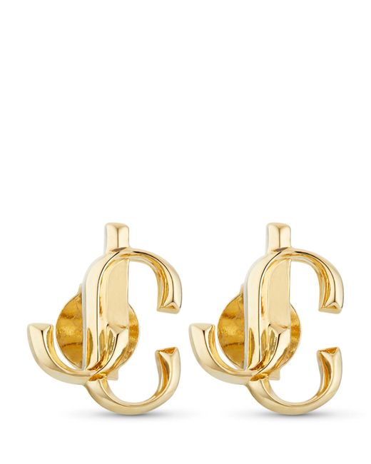 Jimmy Choo Jc Logo Mini Stud Earrings in Metallic | Lyst