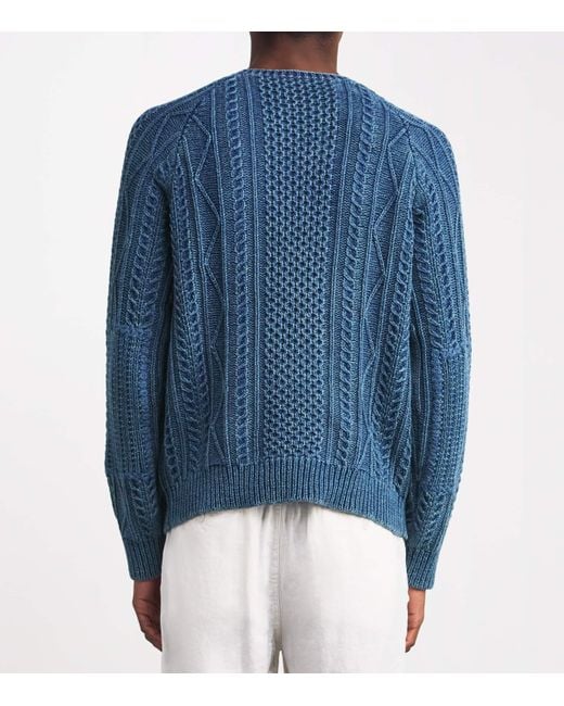 Polo Ralph Lauren Cotton Aran-Knit Flag Sweater in Blue for Men | Lyst