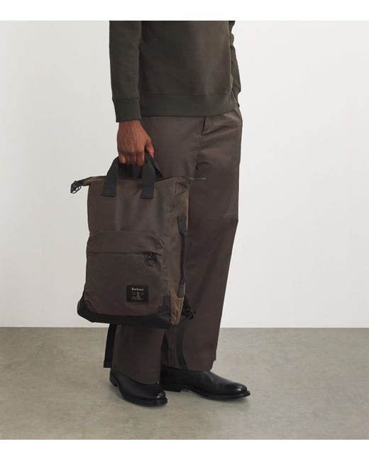 Barbour Waxed Backpack in Black for Men | Lyst