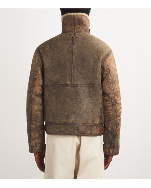 Polo Ralph Lauren Leather-Shearling Bomber Jacket in Brown for Men | Lyst