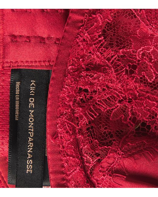 Kiki de Montparnasse Stretch-Silk Lace-Insert Balconette Bra in Red ...
